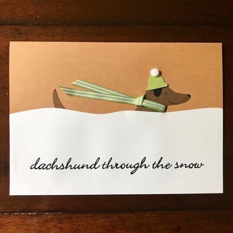 Celebrate Winter Card dachshund Through the Snow - Etsy