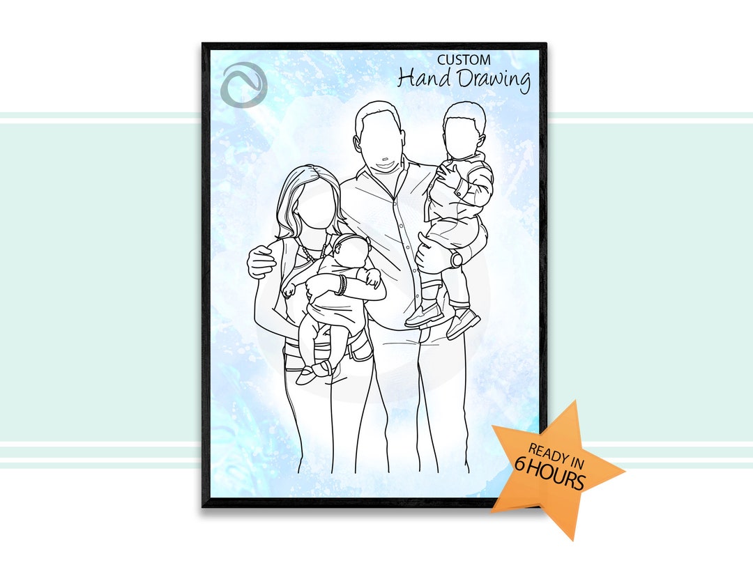 Custom Portrait Line Drawing, Family Portrait, Couple Portrait From ...