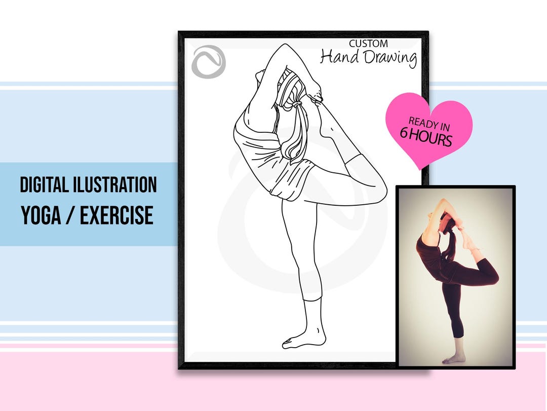 Custom Line Drawing Yoga Pose From Your Picture, Line Art, Exercise ...