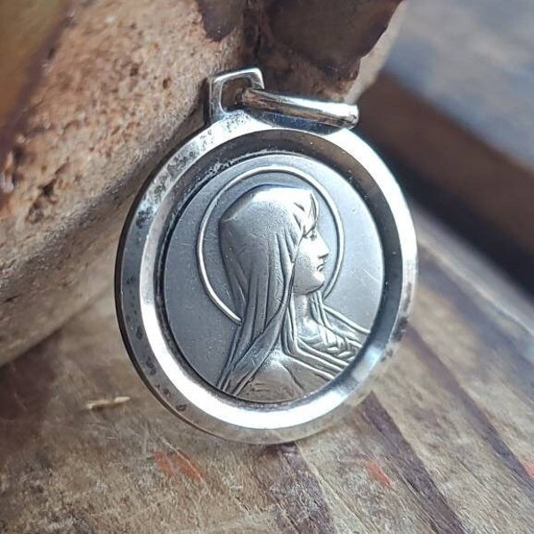 Sterling Silver Mary Medal Vintage - Etsy