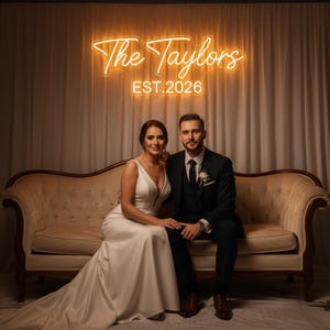 Custom Wedding Neon Sign – Personalized LED Last Name Light, for ...