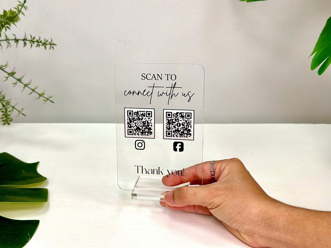 Custom Acrylic QR Code Sign: Business Social Media & Payment - Etsy