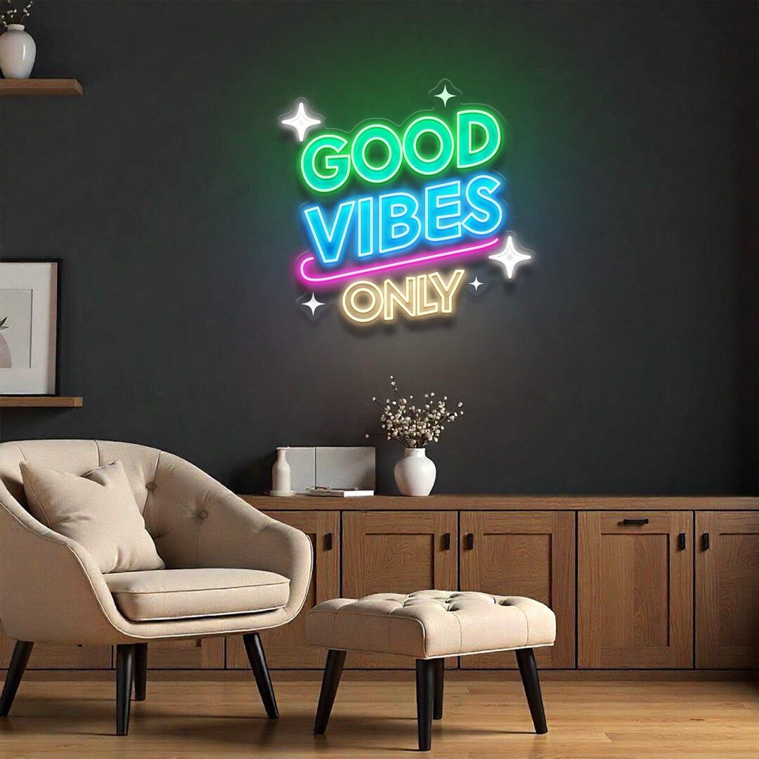 Good Vibes Only Neon Sign, LED Wall Decor for Bar, Game Room & Home ...