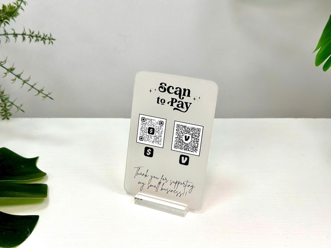 Custom Acrylic QR Code Payment Sign: Social Media Business Display - Etsy