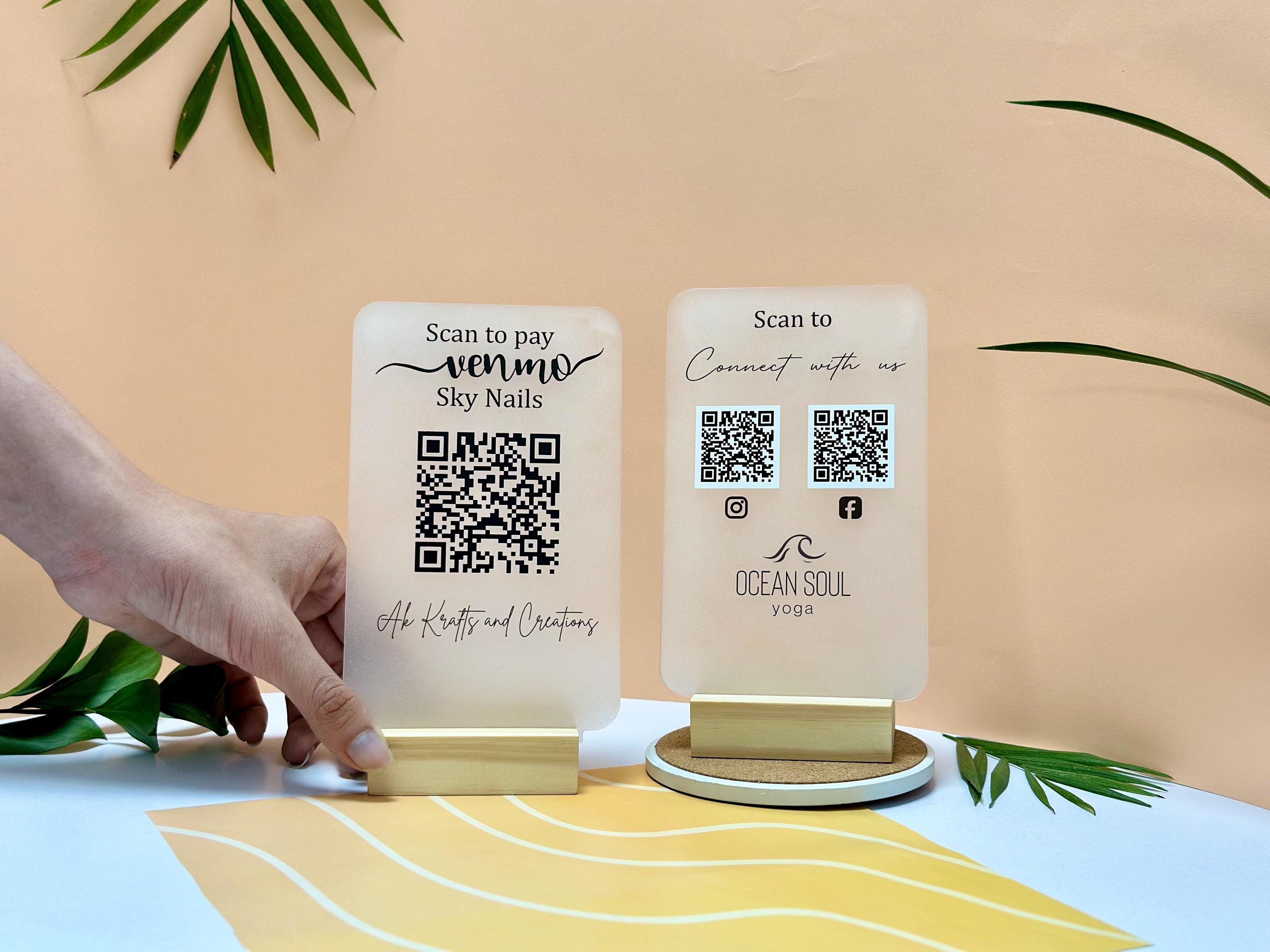 Custom Acrylic QR Code Sign: Social Media & Payment - Etsy
