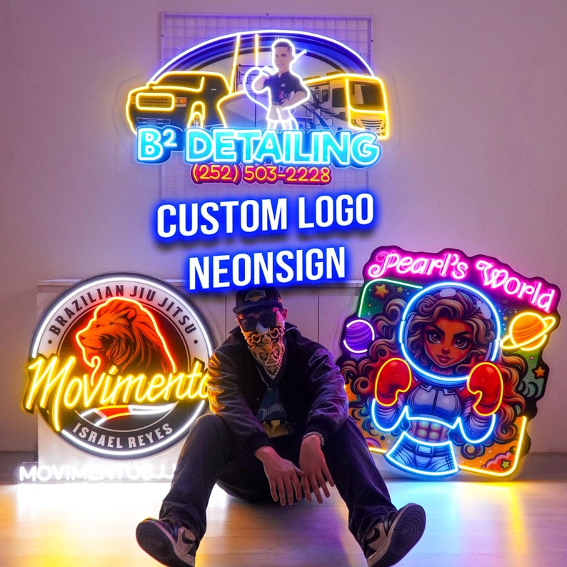 Custom Neon Logo Sign: LED Business Wall Decor - Etsy