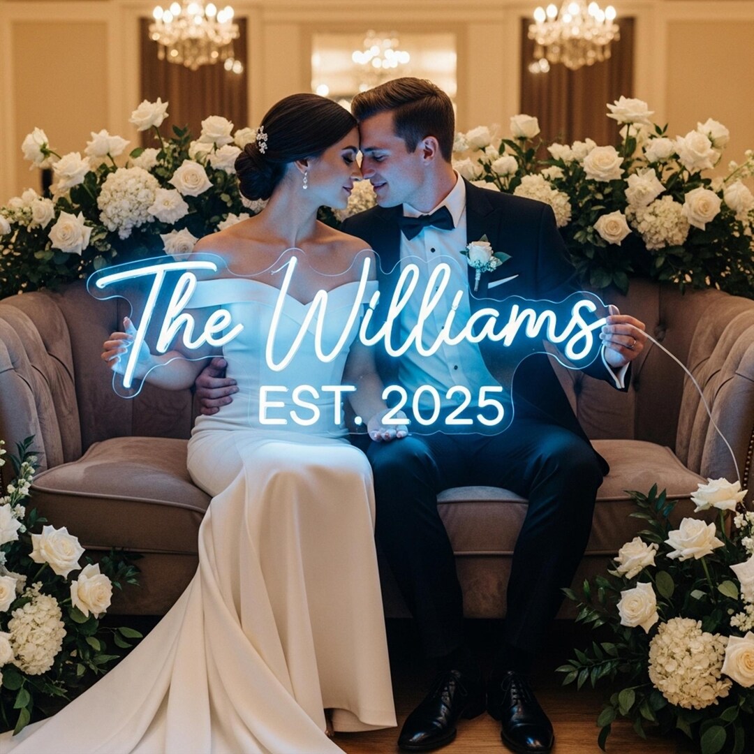 Custom Wedding Neon Sign – Personalized LED Last Name Light for ...