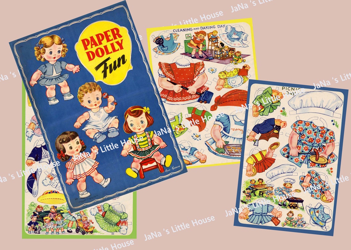 Paper Doll Vintage Printable, Paper Dolly Fun, Instant-download, Retro ...