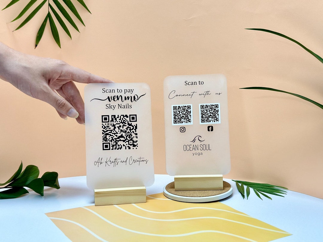Custom Acrylic QR Code Sign: Social Media & Payment - Etsy