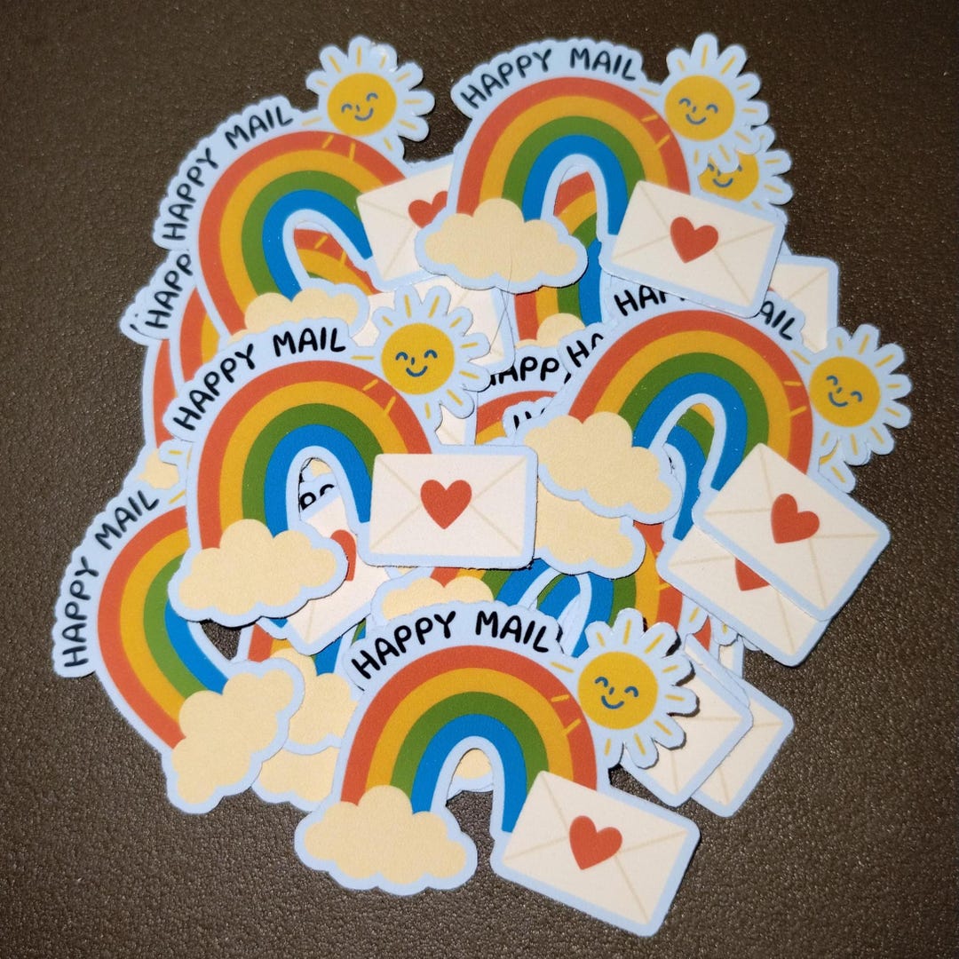 Rainbow Happy Mail Stickers: Matte Vinyl, Water Resistant, Planner ...