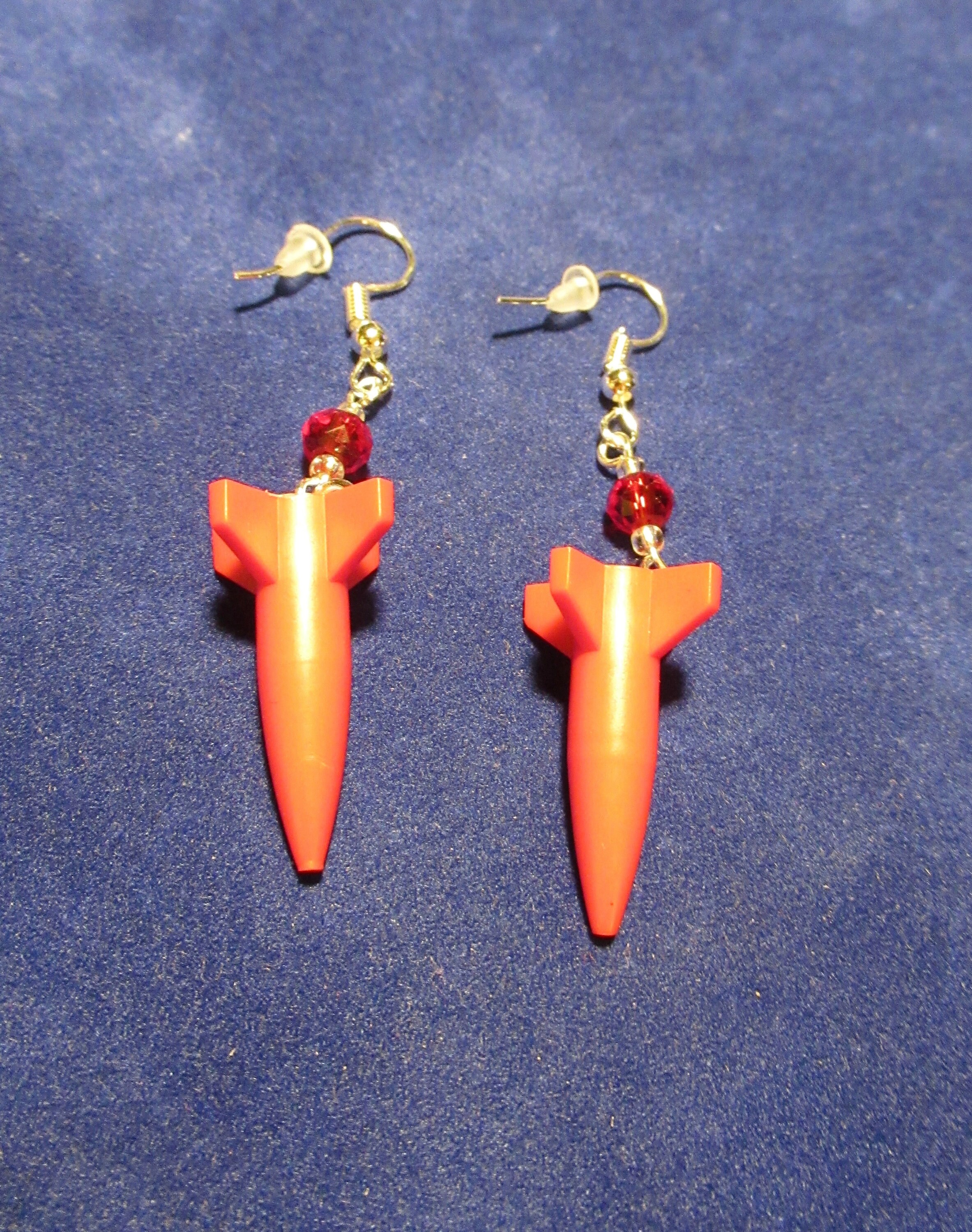 Red Crystal Rocket Ship Vintage Game Piece Dangle Earrings - Etsy