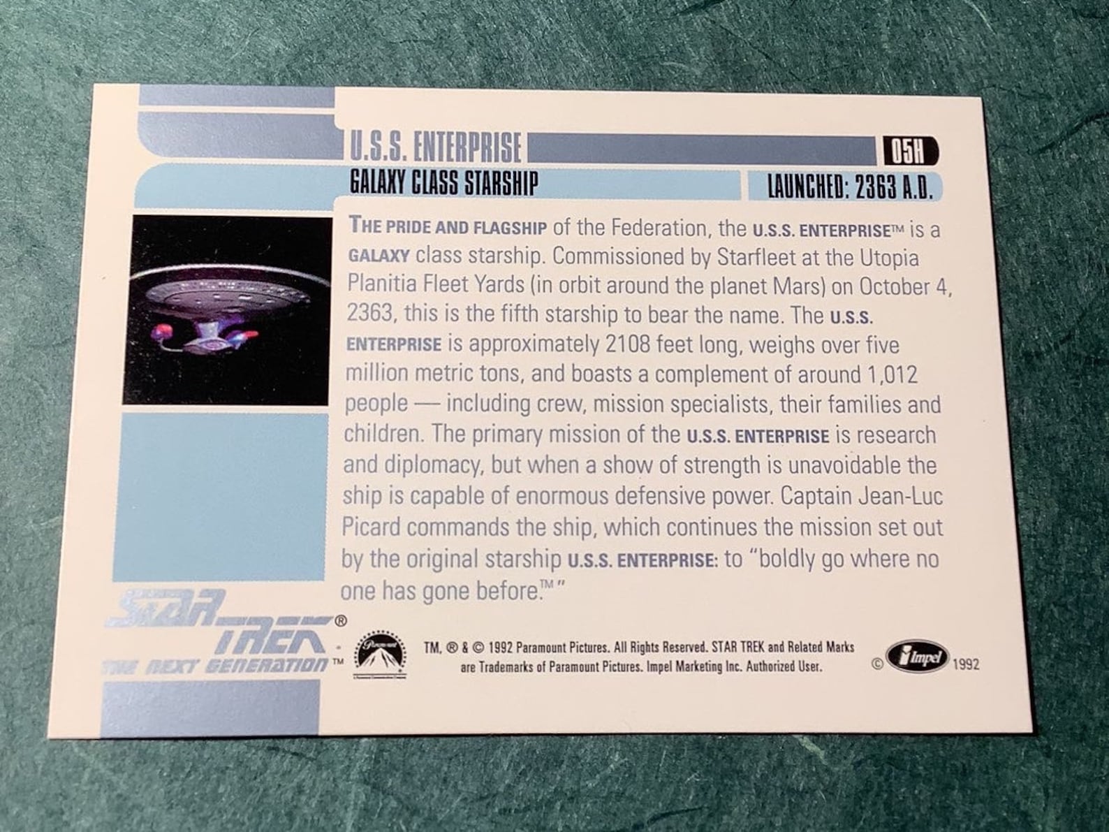 Star Trek TNG Enterprise D Gold Hologram 05H Trading Card Impel 1992 - Etsy