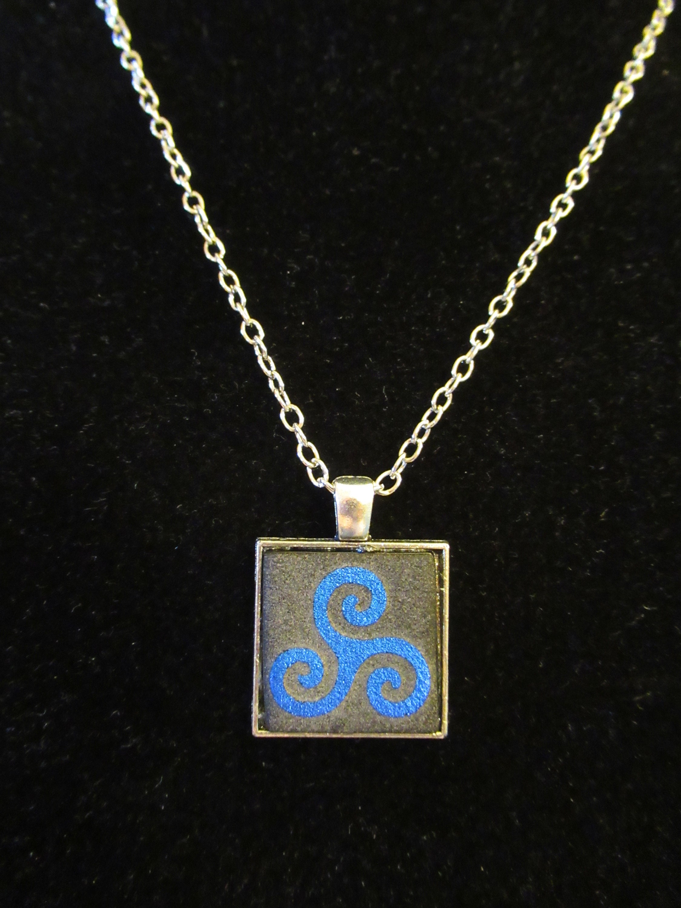 Dichroic Triskelion Etched Glass Blue Celtic Spiral Pendant - Etsy