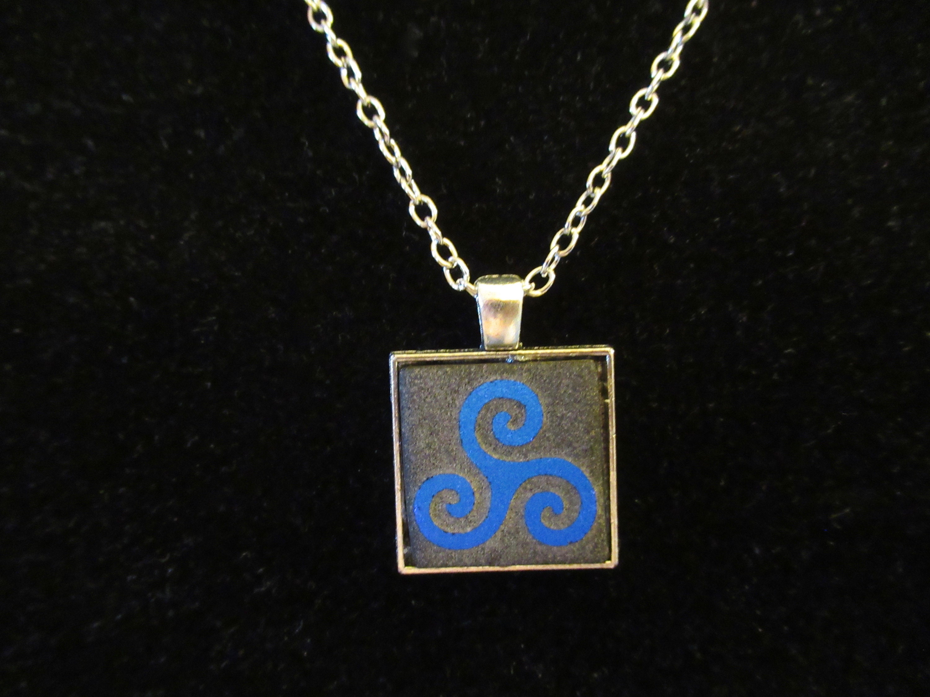 Dichroic Triskelion Etched Glass Blue Celtic Spiral Pendant - Etsy