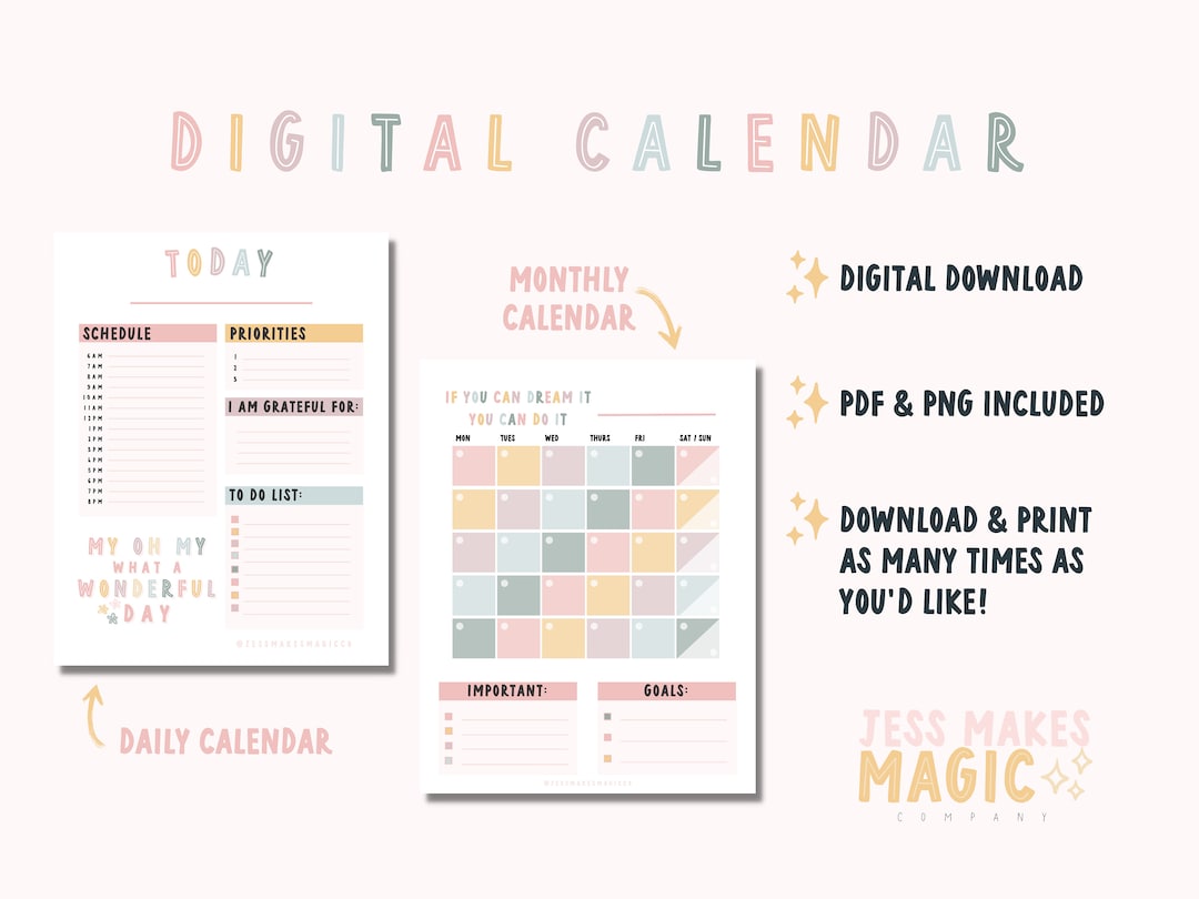 DIGITAL DOWNLOAD Magical Daily Planner | Daily Calendar, Digital ...