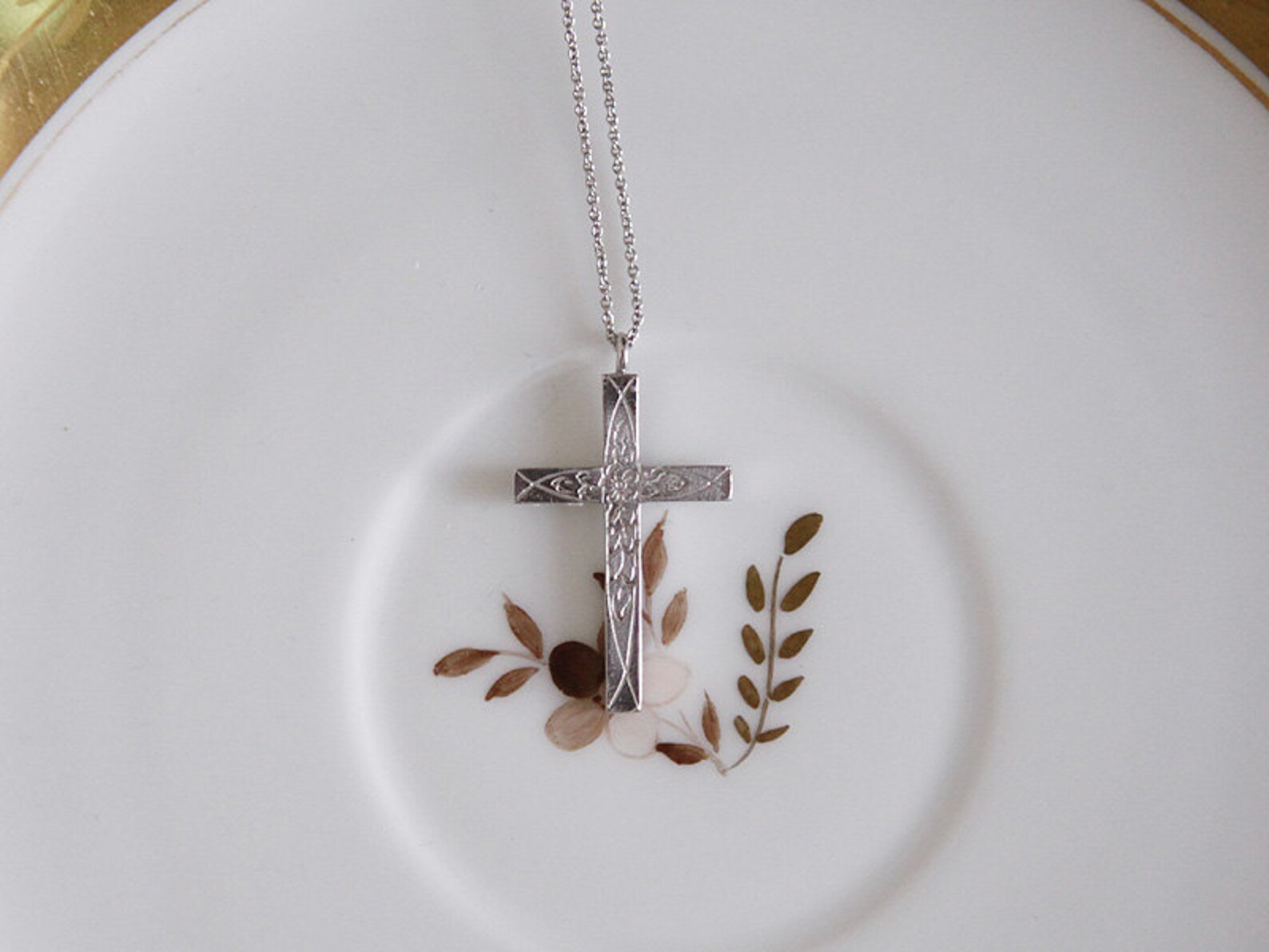 Rose Cross Necklace, 14K,18K Gold Cross Necklace, Gold Cross Pendant - Etsy