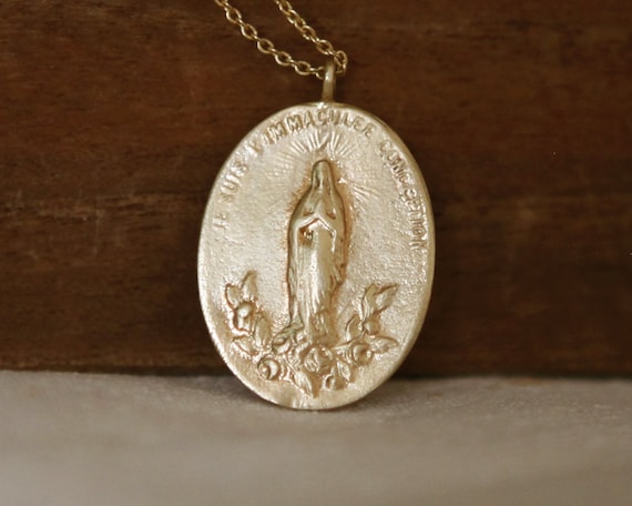 14K18K Gold St. Maria Rose Necklacegold Necklacegold Medal | Etsy