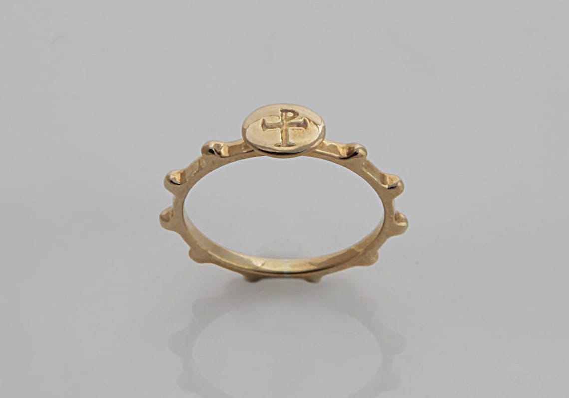 Vaticano Rosary Ring 14K 18K Gold Cross Ring Gold Rosary | Etsy