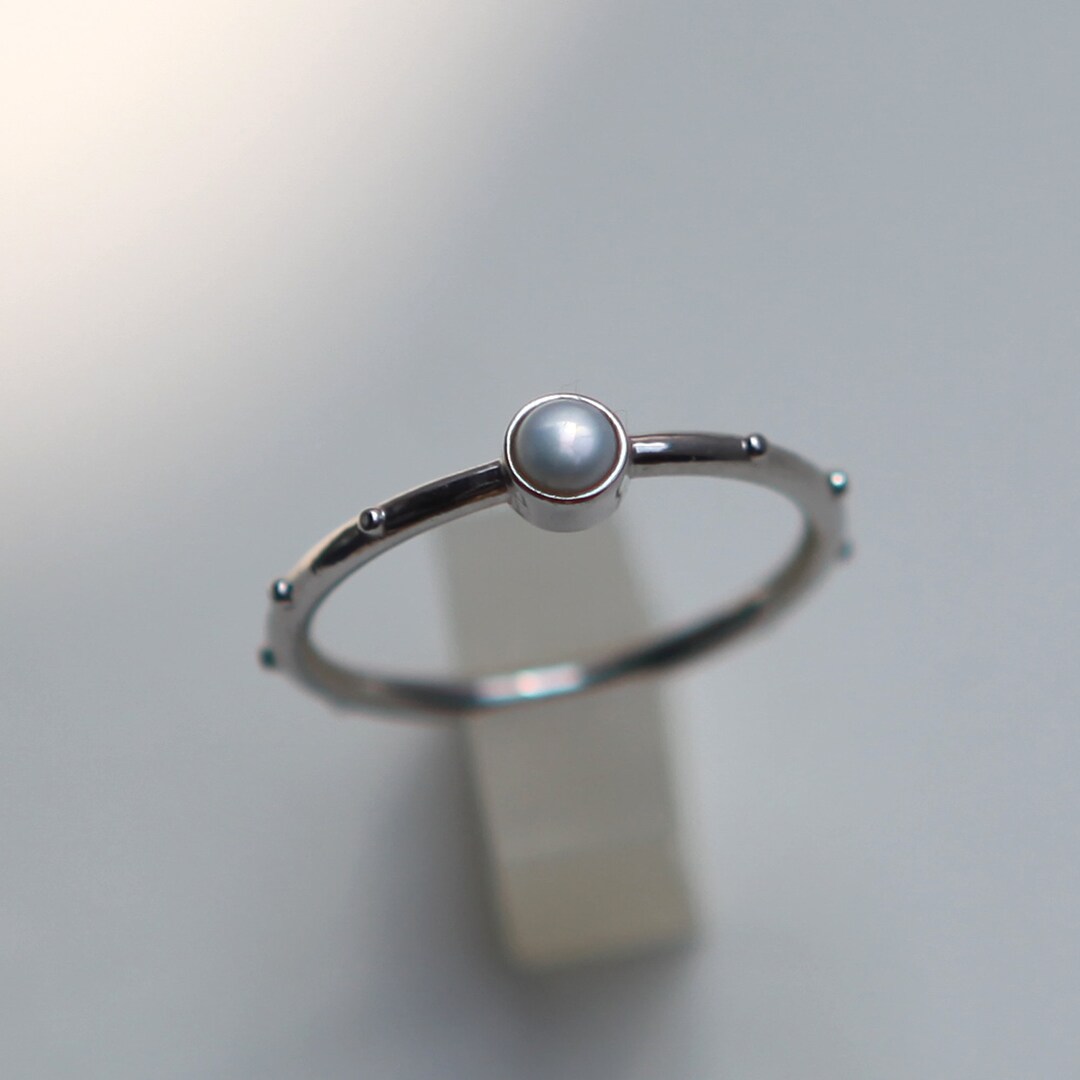 Rumino Handmade Sterling Silver Pearl Rosary Ring, Catholic Prayer ...