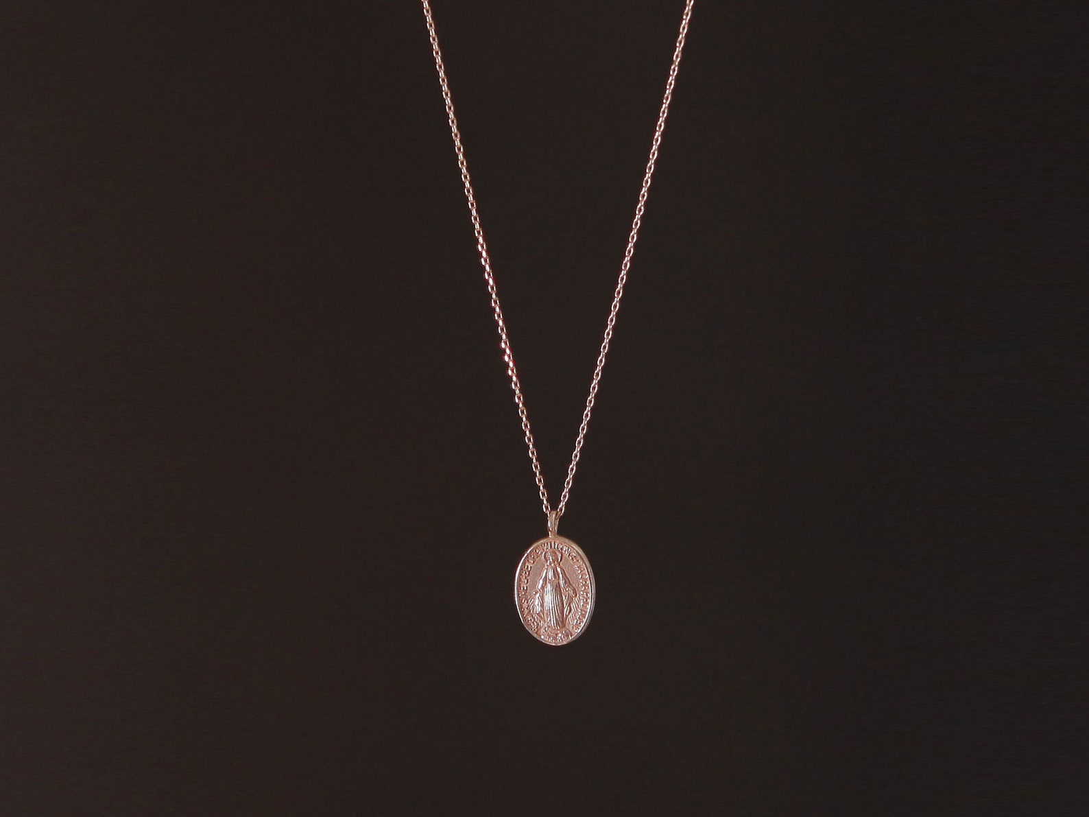 14K 18K Gold Small Maria Miraculous Medal Necklace Religious | Etsy