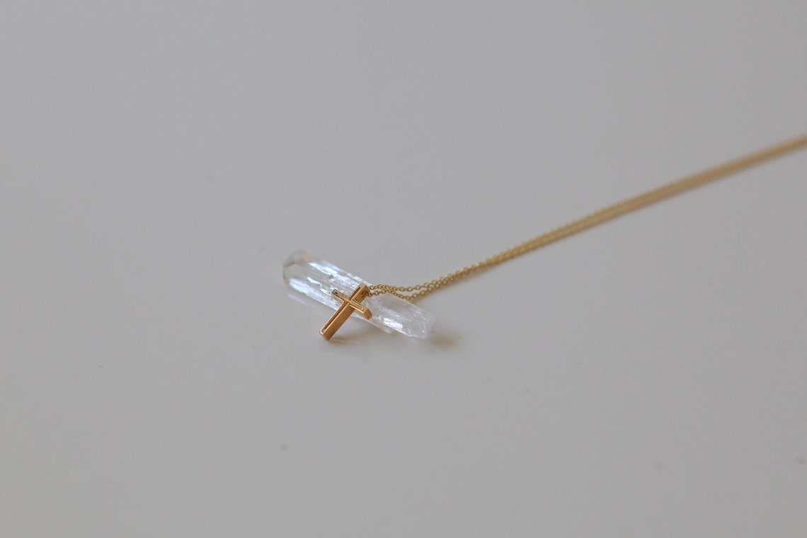Agape Cross Necklace 14K18K Gold Cross Necklace 14K18K | Etsy