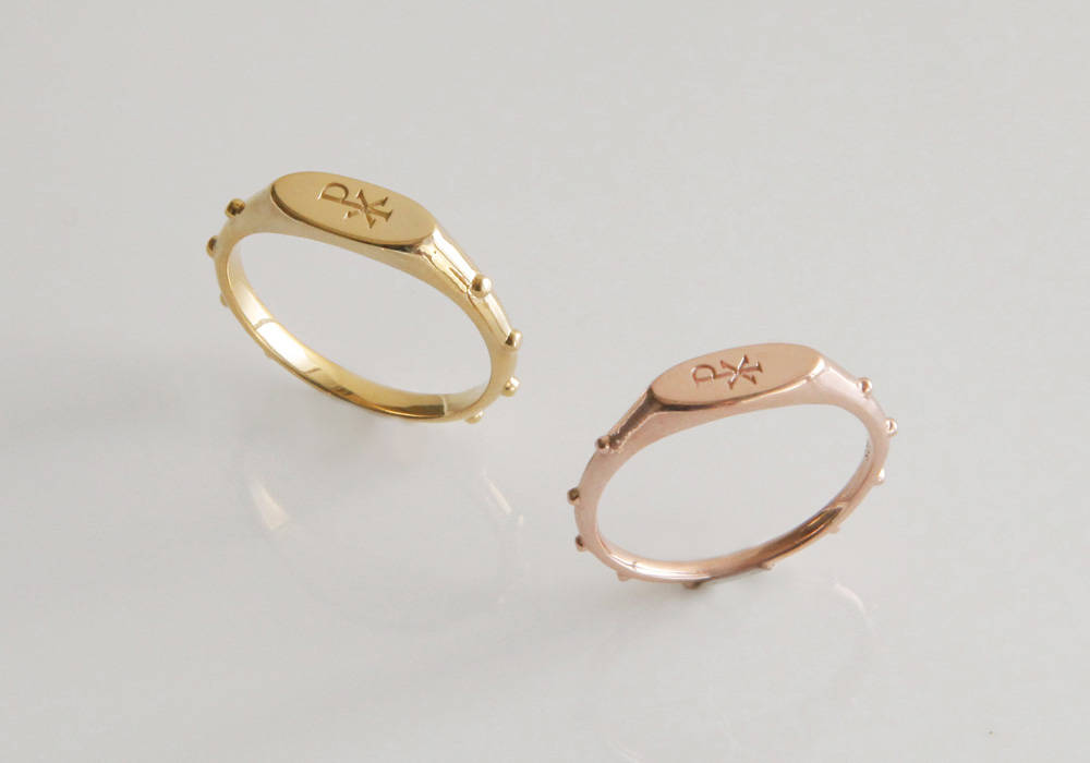 Prisca Rosary Ring Chi Rho Ring X Rosary Ring 14K 18K Gold | Etsy