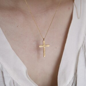 Rose Cross Necklace, 14K,18K Gold Cross Necklace, Gold Cross Pendant - Etsy