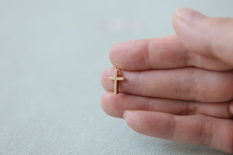 Agape Cross Necklace 14K18K Gold Cross Necklace 14K18K | Etsy