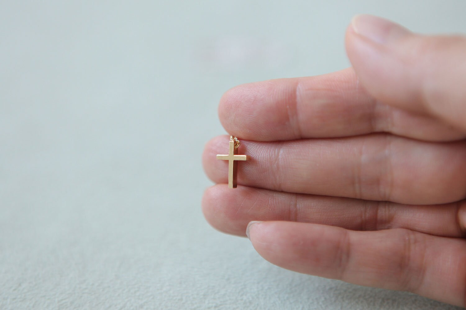 Agape Cross Necklace 14K18K Gold Cross Necklace 14K18K | Etsy
