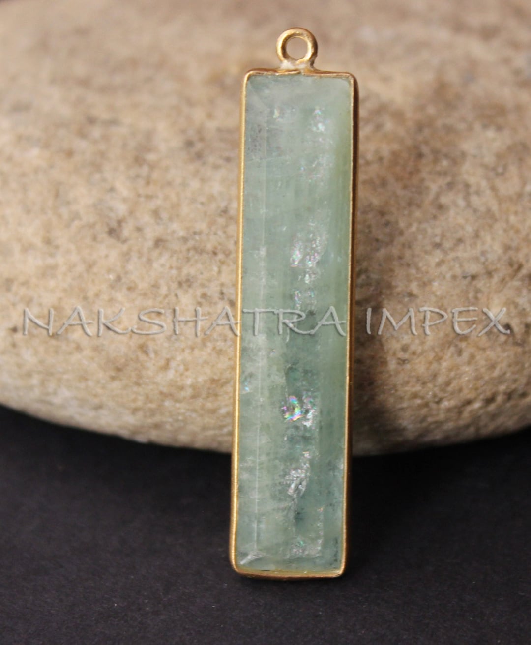 Milky Aquamarine Emerald Cut Pendant, Aquamarine Baguette 925 Silver Charms, Blue Aquamarine 14K ...