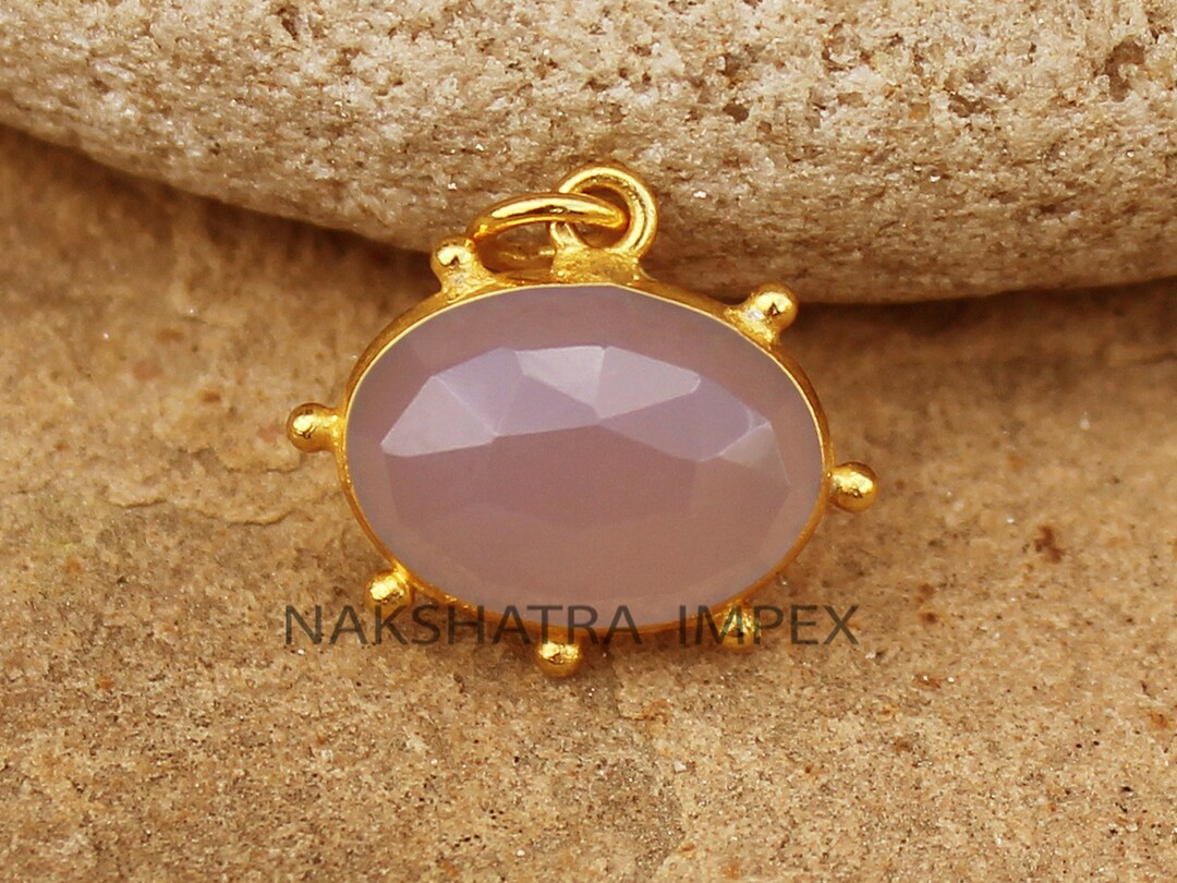 Rose Chalcedony Pendant, Peach Quartz Pendants, Faceted Cut Stone ...