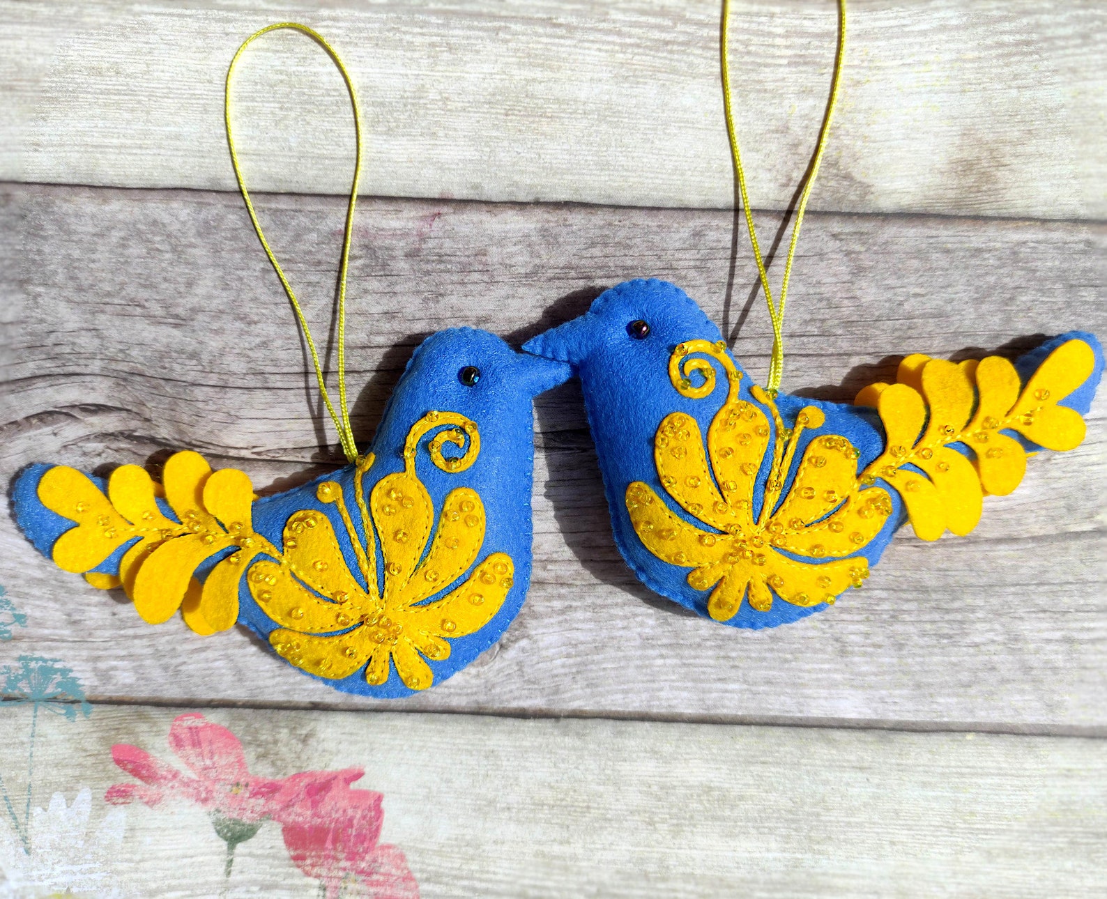 Stay With Ukraine Felt Bird Ornament in the Ukrainian Style - Etsy