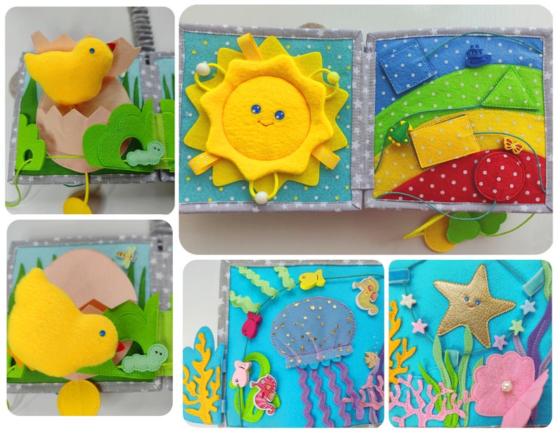 Quiet Book, 8 Educational Pages, for Child's Development From Birth to ...