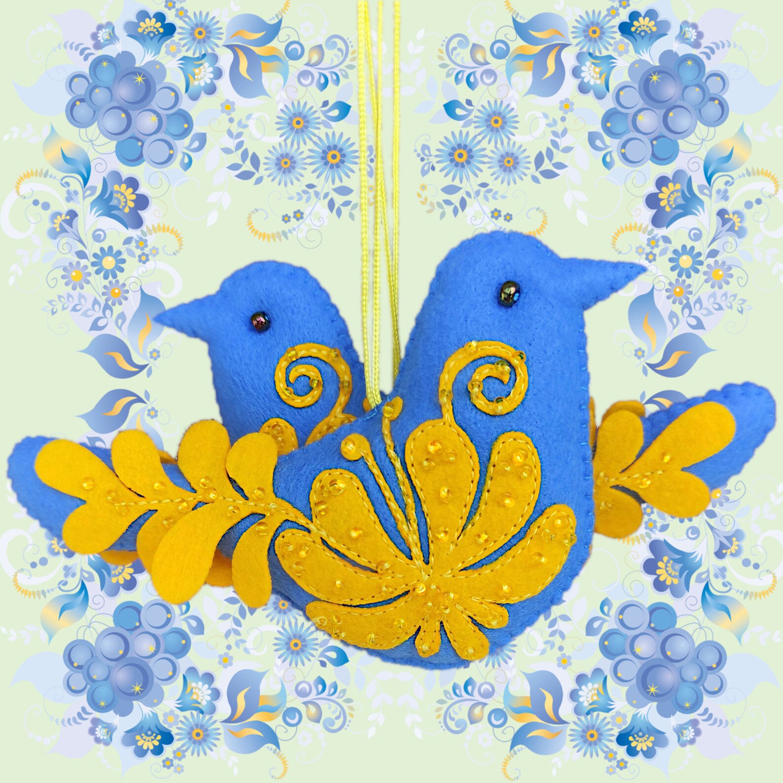 Stay With Ukraine Felt Bird Ornament in the Ukrainian Style - Etsy