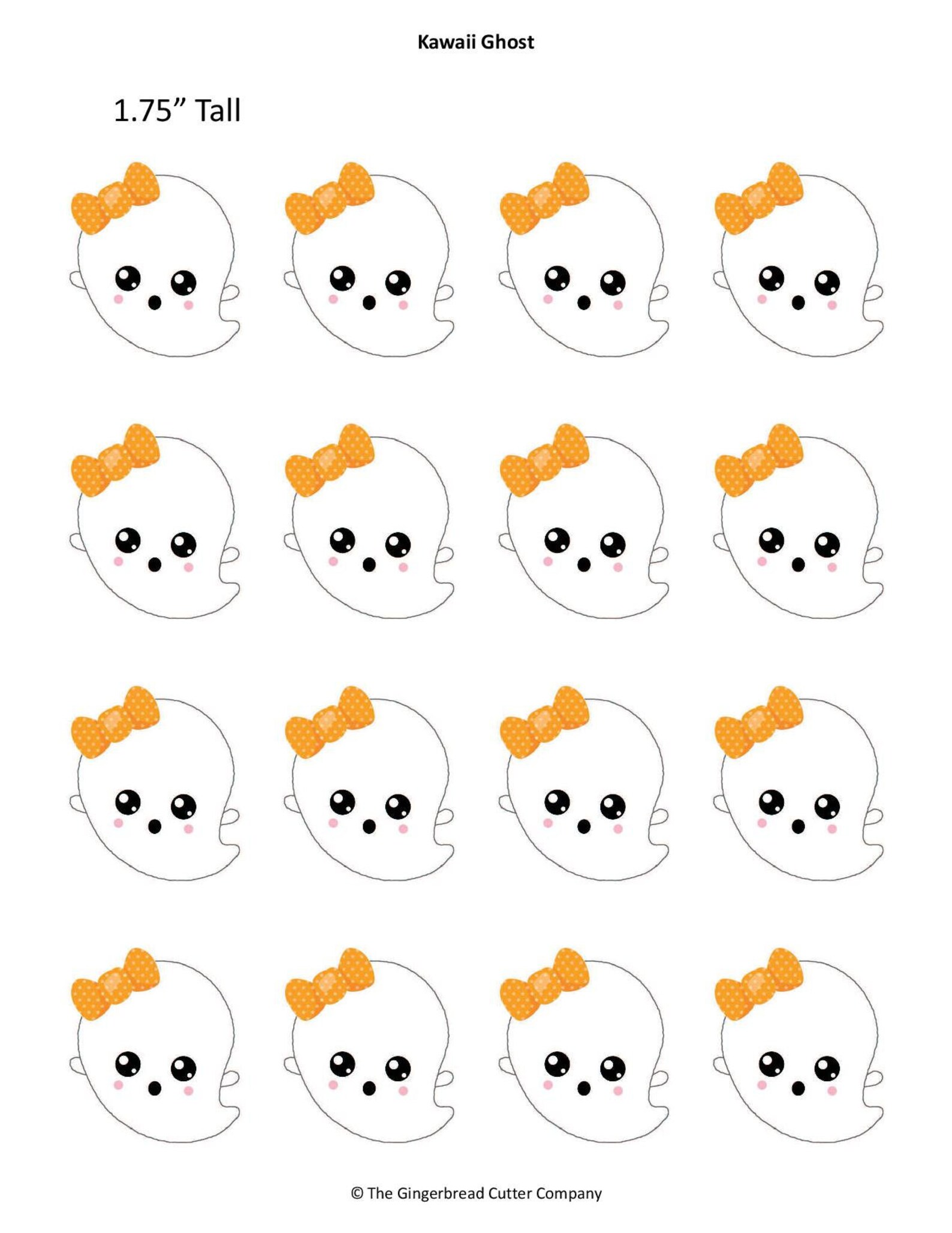 Kawaii Ghost Royal Icing Transfer Template - Etsy Canada