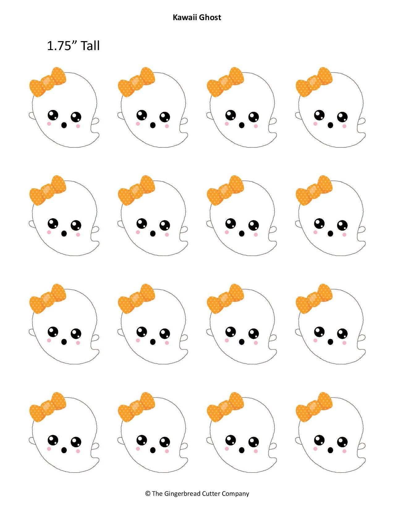 Kawaii Ghost Royal Icing Transfer Template - Etsy