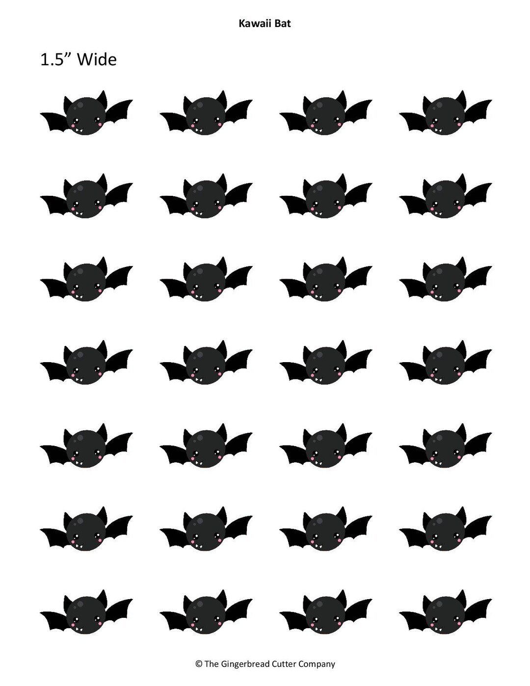 Kawaii Bat Royal Icing Transfer Template - Etsy