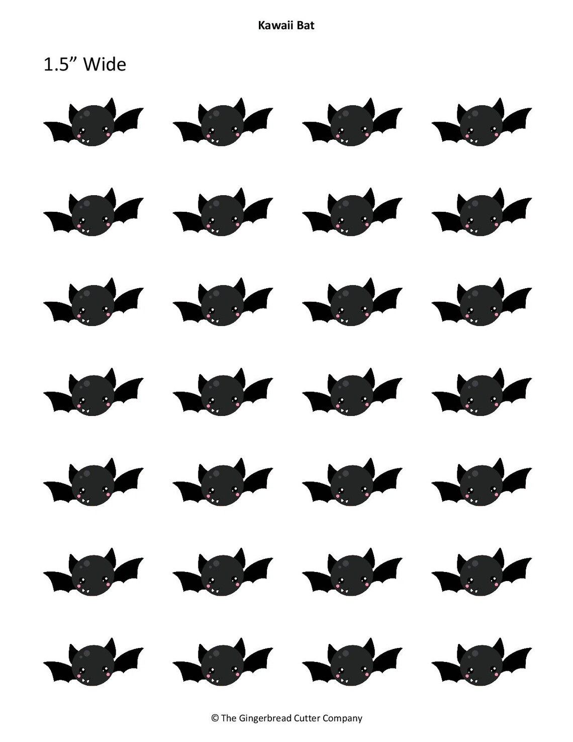 Kawaii Bat Royal Icing Transfer Template - Etsy Canada