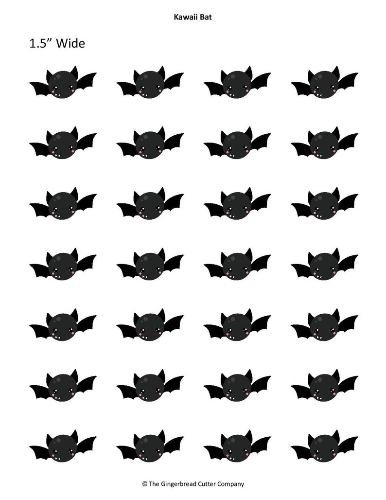 Kawaii Bat Royal Icing Transfer Template - Etsy Canada