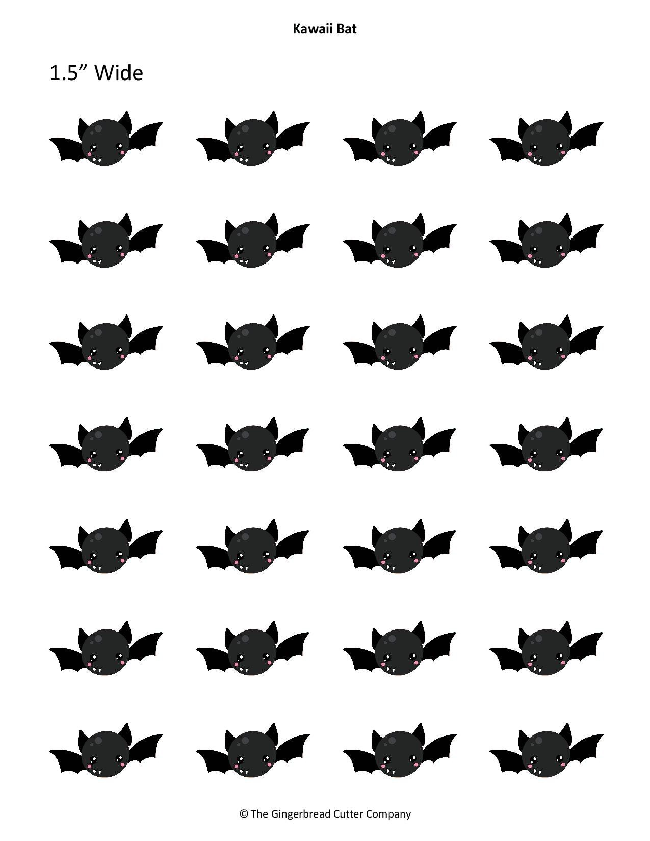 Kawaii Bat Royal Icing Transfer Template - Etsy
