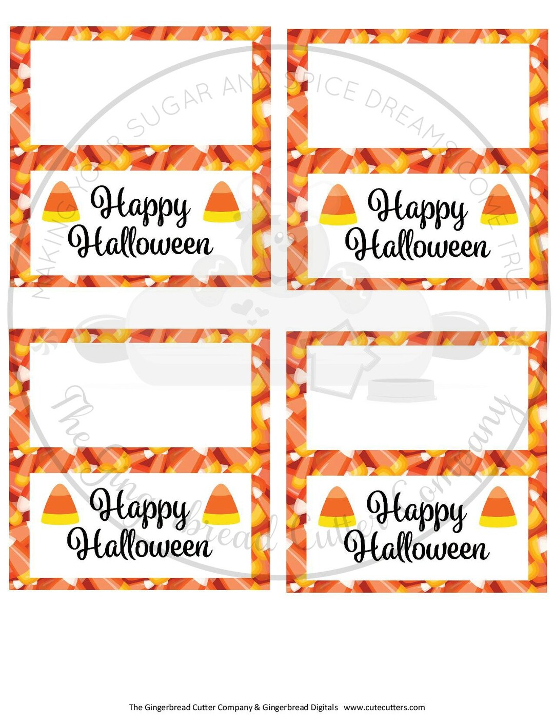 Happy Halloween With Candy Corn 4"x4" Bag Topper Digital File - Etsy