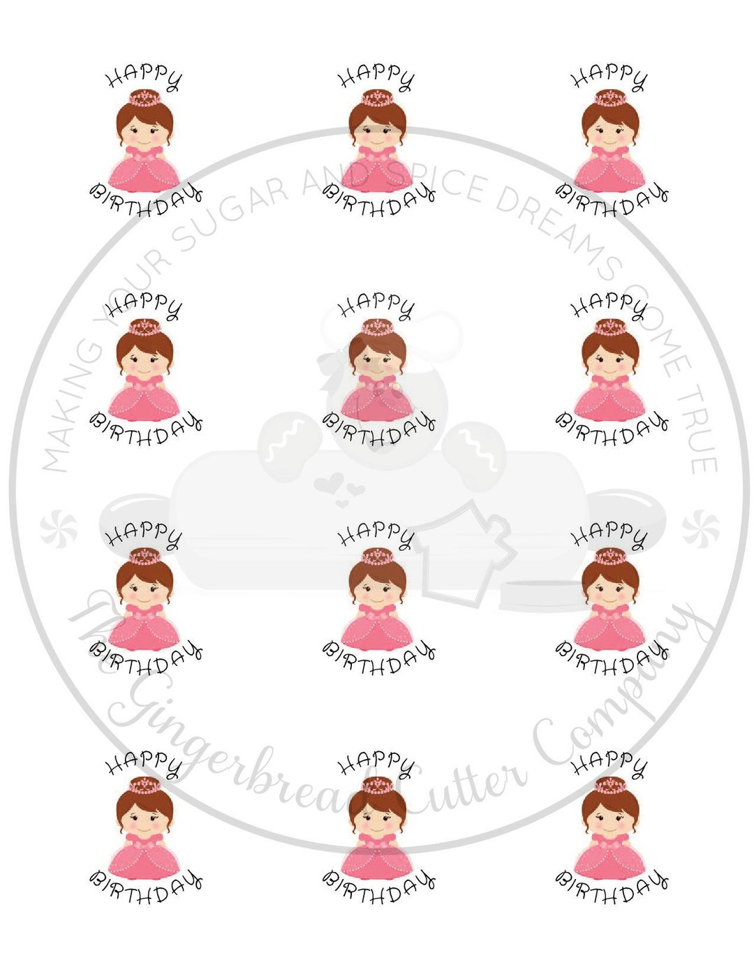 Happy Birthday Pink Princess 2 Round Bag Tag Digital - Etsy Italia