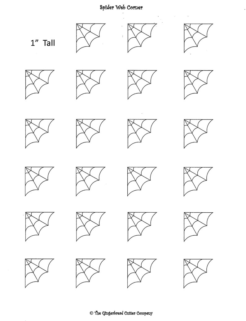 Spider Web Corner Royal Icing Transfer Template - Etsy