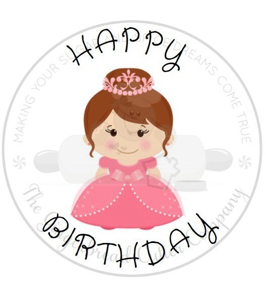 Happy Birthday Pink Princess 2 Round Bag Tag Digital | Etsy