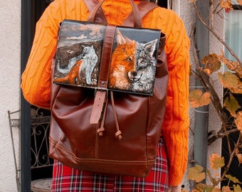 Leather Painted Backpack - Etsy