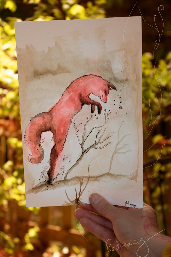 Original Fuchs Watercolor Illustration in Din A5 Format - Etsy