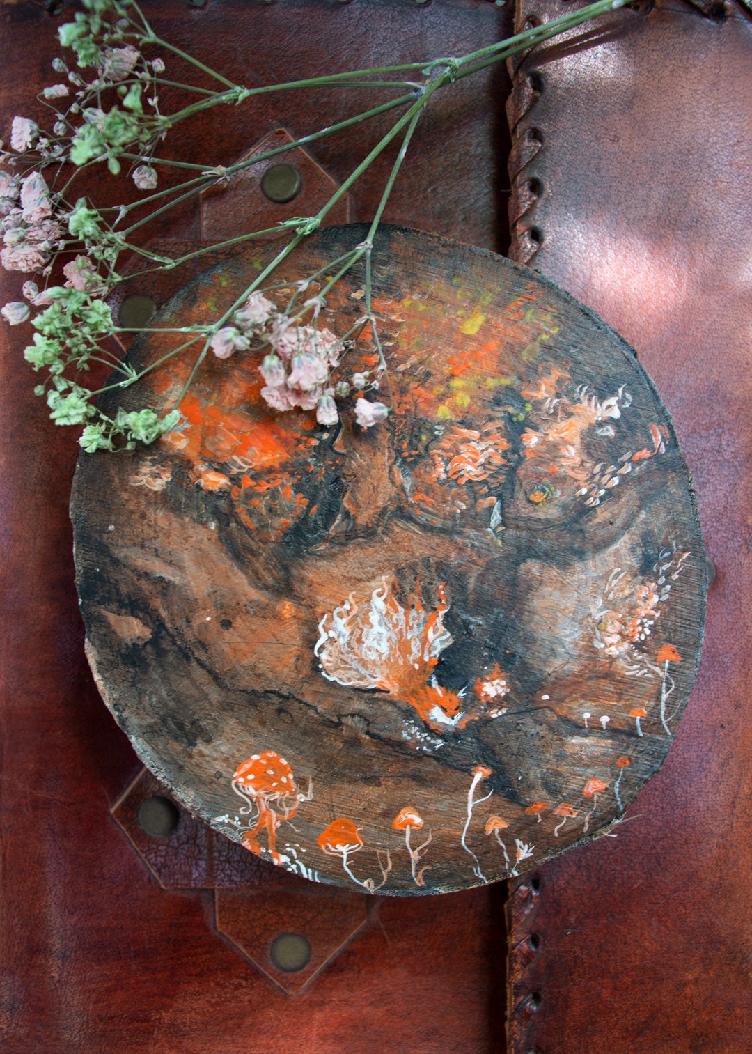 Hand-painted Wooden Disc With a Kitsune in the Forest - Etsy