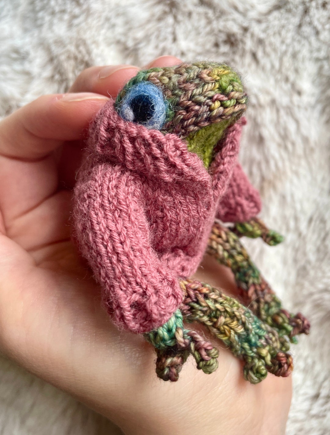 Otto Hand Knit Frog With Sweater - Etsy