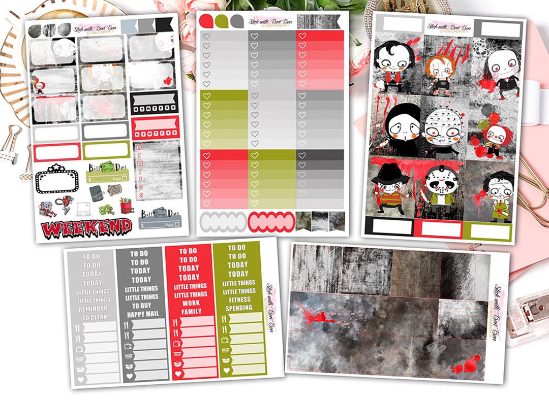 Horror Squad Weekly Kits Planner Stickers Erin Condren Planner Vertical ...
