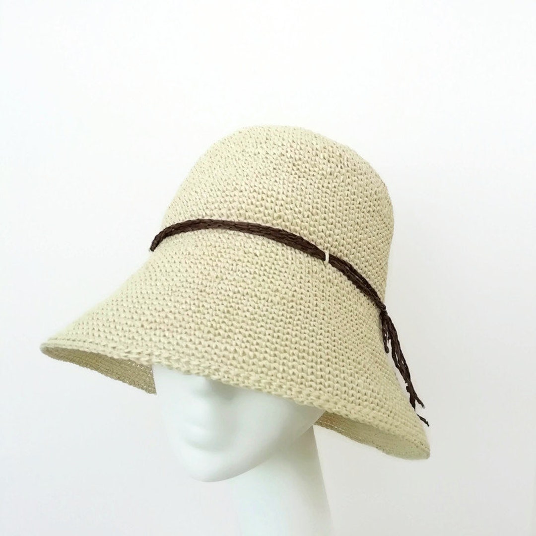 White Straw Hat Wide Brim Bucket Hat for Large Head, for Small Head Packable Sun Hat Hat Women ...